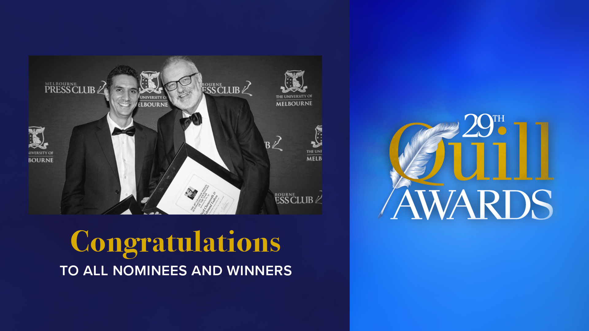 Nine's Journalism dominates at 29th Melbourne press club Quill Awards ...