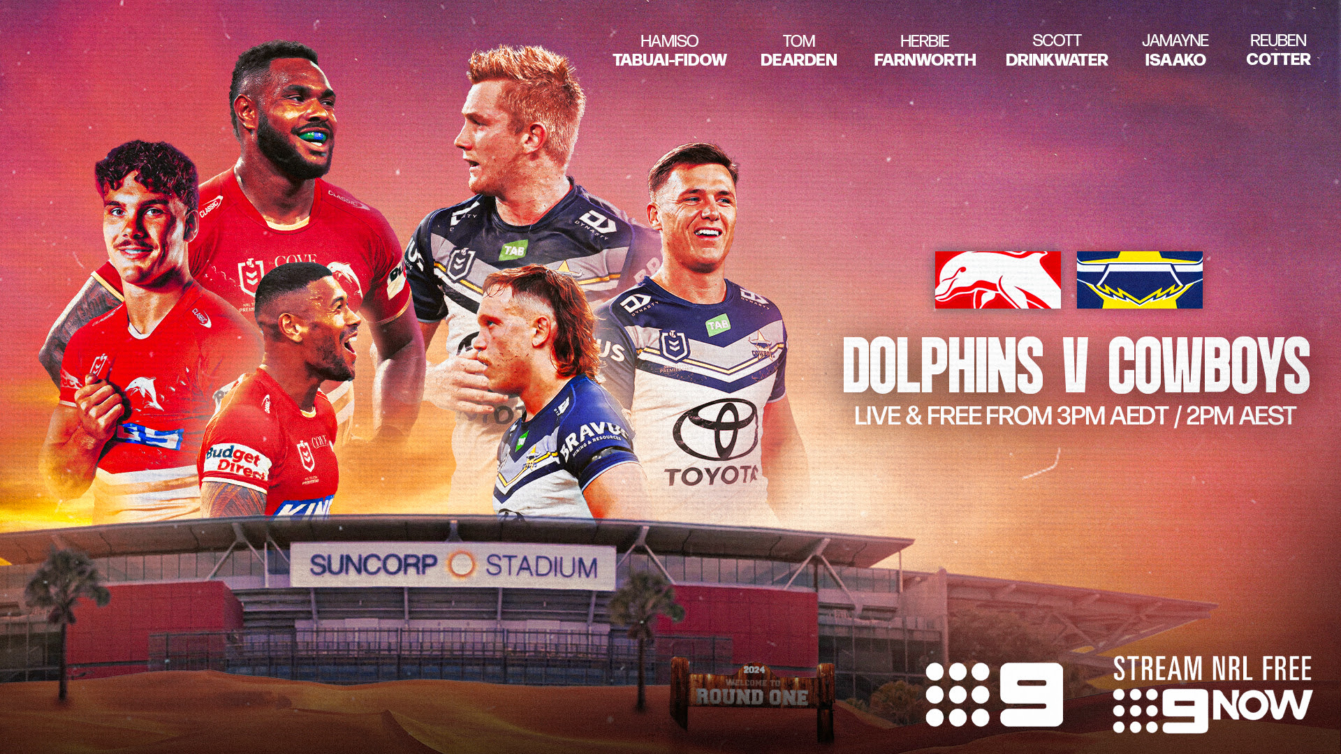 NRL Round 1 continues with three huge games live and free on Channel 9 ...